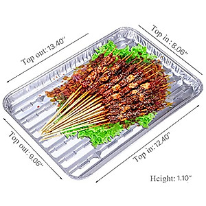 MILANGE Disposable Aluminum Grill Liner Topper with Holes 20 Pack Aluminum Foil Grill Pans (13.40 Inch) BBQ Grilling Tray Broiler Pans with Ribbed Bottom Surface