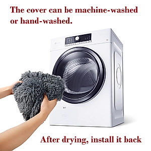 Calming Dog Bed Fluffy Plush Dog Mat for Furniture Protector with Removable Washable Cover for Large Medium Small Dogs and Cats (Large, Light Grey)