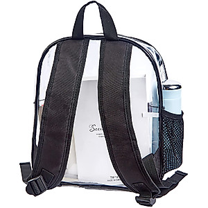 Vikcnitor Clear Mini Backpack Stadium Approved, Heavy Duty Waterproof Clear Bookbag for Concerts, Work, Sport Events-Black