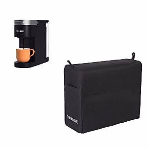 TESSLOVE Dust Cover for Keurig Coffee Maker K-SLIM, Single Serve Coffee Makers, coffee machine, espresso machine, dust cover with 3 Storage Pockets for storing relative things (M, BLACK)
