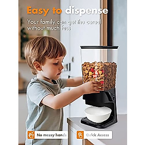 Conworld Cereal Dispenser Countertop, Large Capacity Rice Dispenser Cereal Container Storage, Not Easy to Crush Food, Dry Food Dispenser for Rice, Candy & Snack, Black (5.5 Qt)