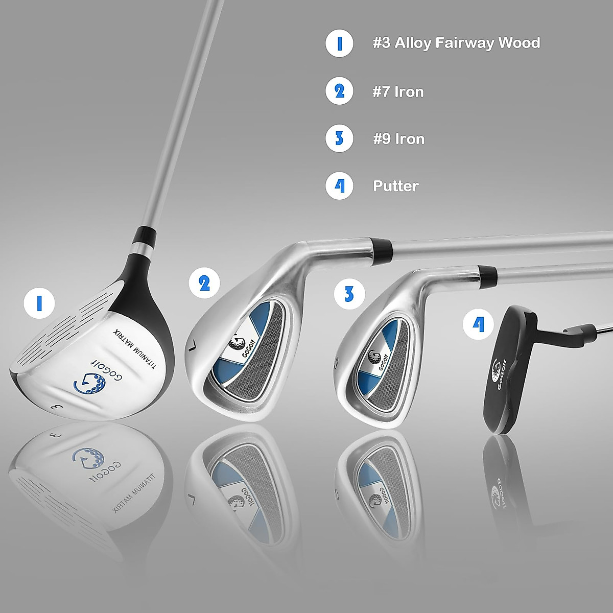 Tangkula Junior Golf Club Set for Children Right Hand, Includes #3 Fairway Wood & #7/#9 Irons, Putter, Head Cover & Rain Hood, Golf Stand Bag, Perfect for Children, Kids