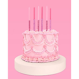 xo, Fetti 10 Pink Glitter Party Cake Candles Tall Thin - 10 Pcs | Bachelorette Party, Birthday Girl Gift, Fun Cake Decoration Supplies, Baby Shower, Cute Cupcake Topper