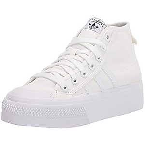 adidas Originals womens Nizza Platform Mid Sneaker, White/White/White, 8.5 US
