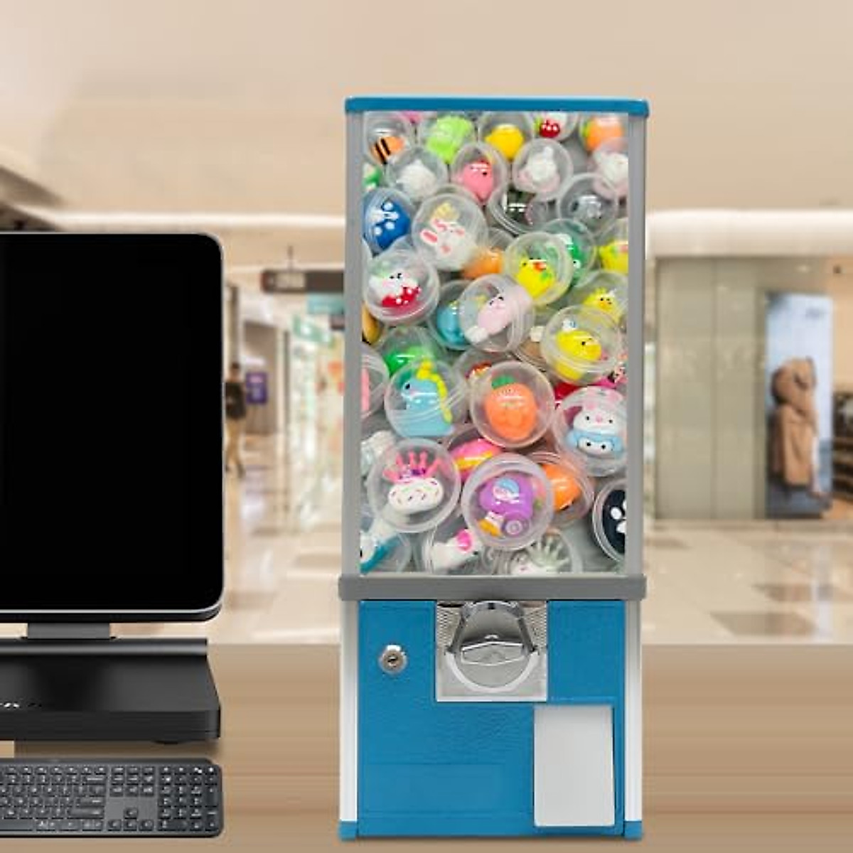 CNCEST 10.24 * 10.24 * 25.2in Vending Machine,Candy Vending Machine with Keys-Cash Box Capacity:700-800 Coins,for Retail Stores/Amusement Parks/Hypermarkets (Yellow)