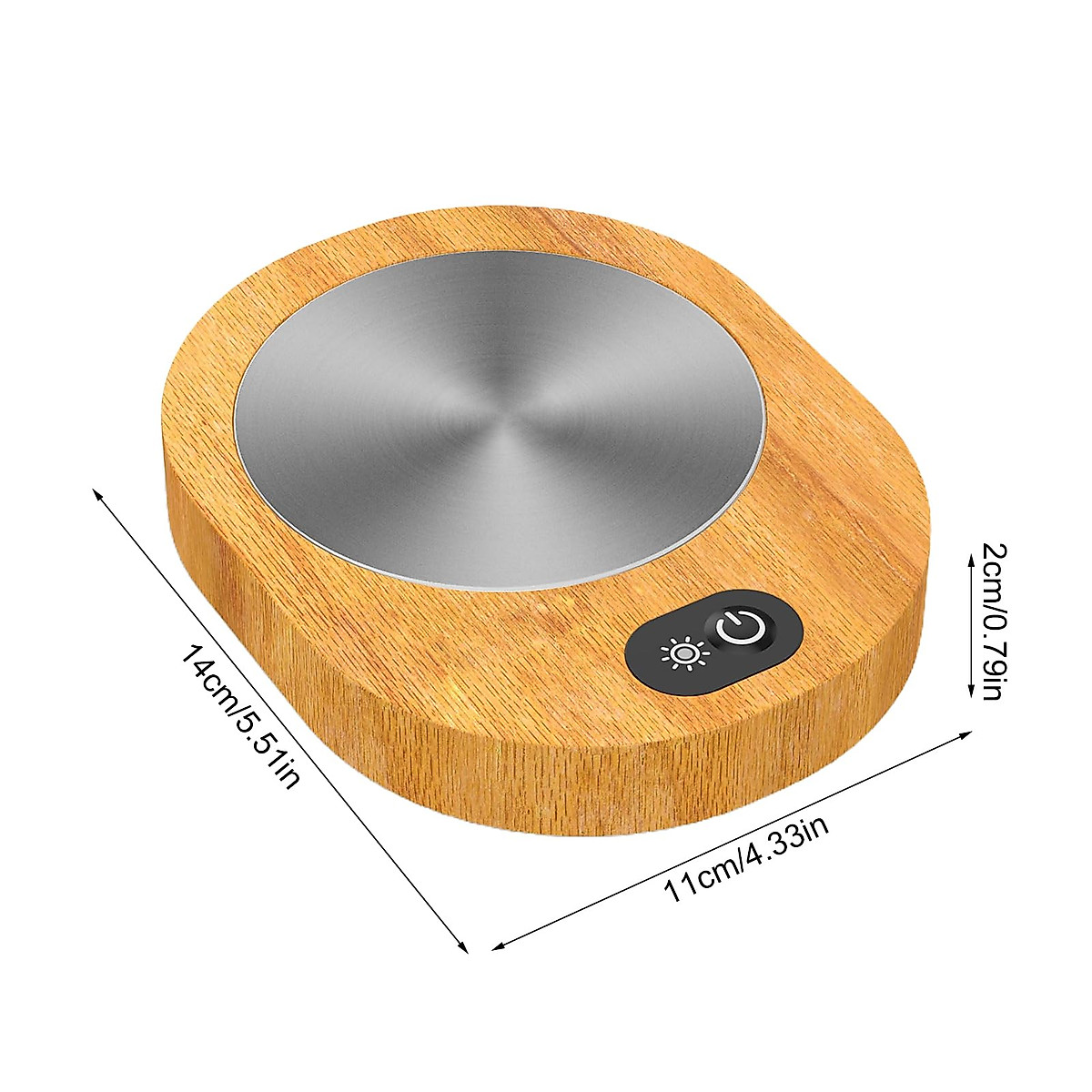 Coffee Mug Warmer, Abs Smart Beverage Cup Warmer, Battery Operated Candle Warmer Plate, 55-65°c Tea Cup Warmer, USB Rechargeable, Wood Style Warmer Plate, Touch Control Coffee Heater for Tea Coffee