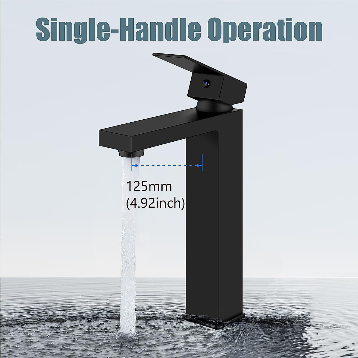 Aolemi Tall Bathroom Faucet Vessel Sink Faucet Single Hole 1 Handle Lavatory Vanity RV Deck Mount Mixer Tap with Pop Up Drain Assembly, Matte Black, Aerator Spout