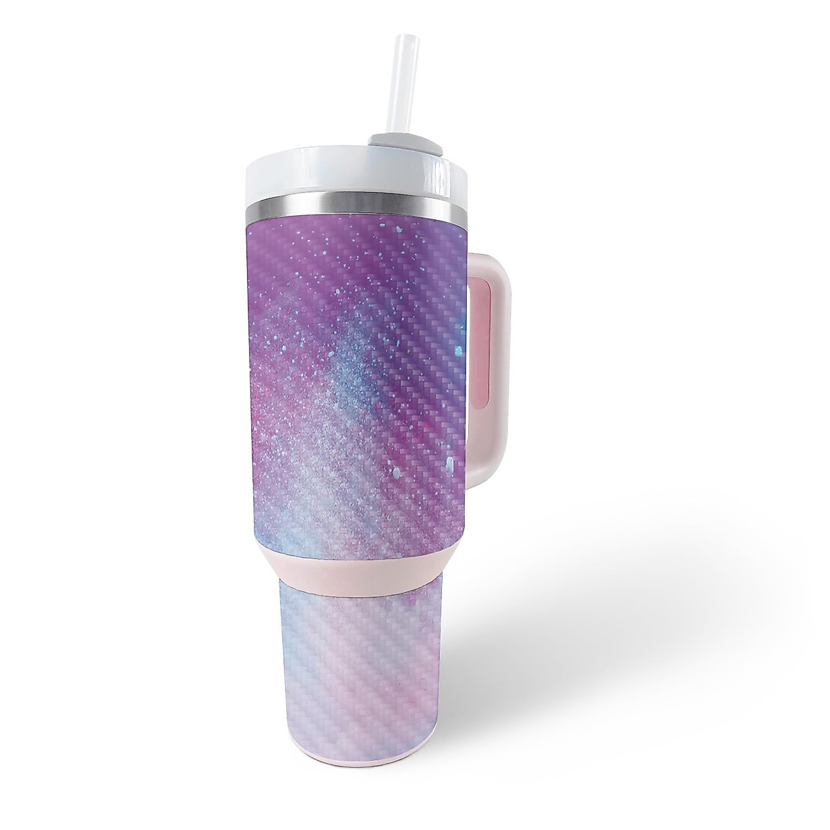 MightySkins Carbon Fiber Skin Compatible with Stanley The Quencher H2.0 FlowState 40 Oz Tumbler - Cotton Candy Sky | Protective, Durable Textured Carbon Fiber Finish | Easy to Apply