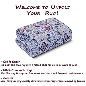 LNYANER Area Rugs 2x3,Washable Ultra-Thin Small Entryway Rug Throw Rugs for Kitchen Bedroom,Indoor Non Slip Boho Accent Carpet Door Mat for Farmhouse Entry Bathroom,Navy Blue