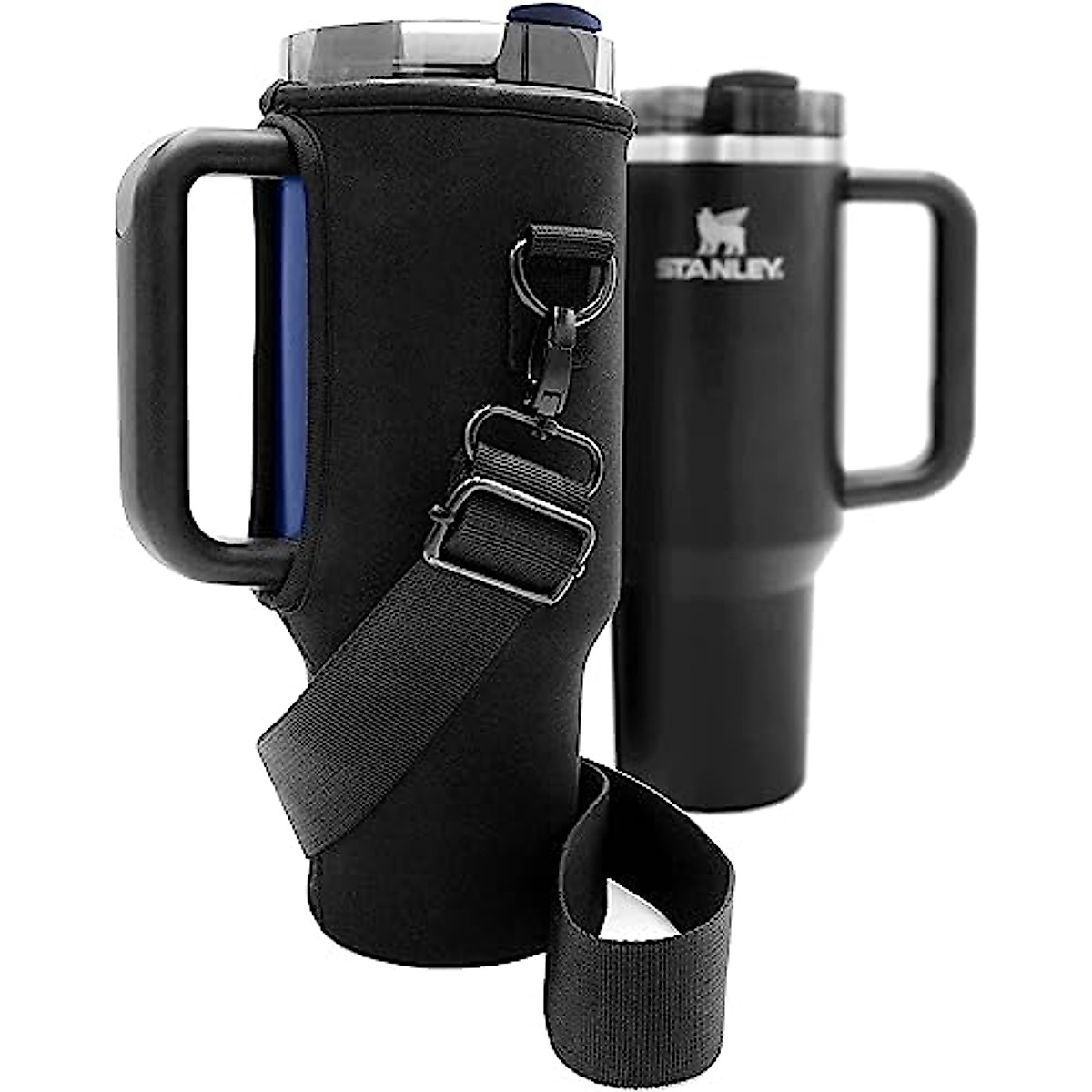 Fitted Sling Bag for Stanley 40 oz Tumbler with Handle, Protective Sleeve Replacement Cover with Shoulder Strap, 40oz Adventure Quencher Cup Accessories (Fits H2.0 FlowState with Straw Lid (Neoprene)