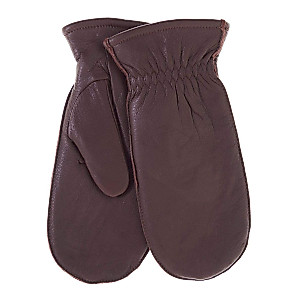Pratt and Hart Snowfall Women’s Deerskin Leather Mittens with Finger Liners Size L Black