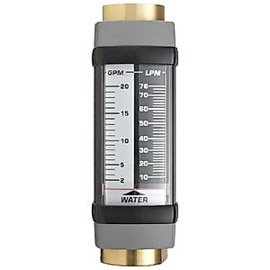 Hedland H705B-010 Flowmeter, Brass, For Use With Water, 1 - 10 gpm Flow Range, 3/4" NPT Female