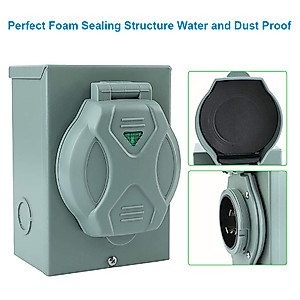 50 Amp Power Inlet Box, NEMA SS 2-50P, 125/250 Volt, 12,500 Watts Generator Power Inlet Box, Weatherproof, Outdoor Use, ETL Listed