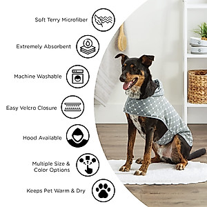 Bone Dry Pet Robe Collection, Embroidered Absorbent Microfiber Bath Robe with Adjustable Closure, for Dogs & Cats, Large, Raspberry Sorbet