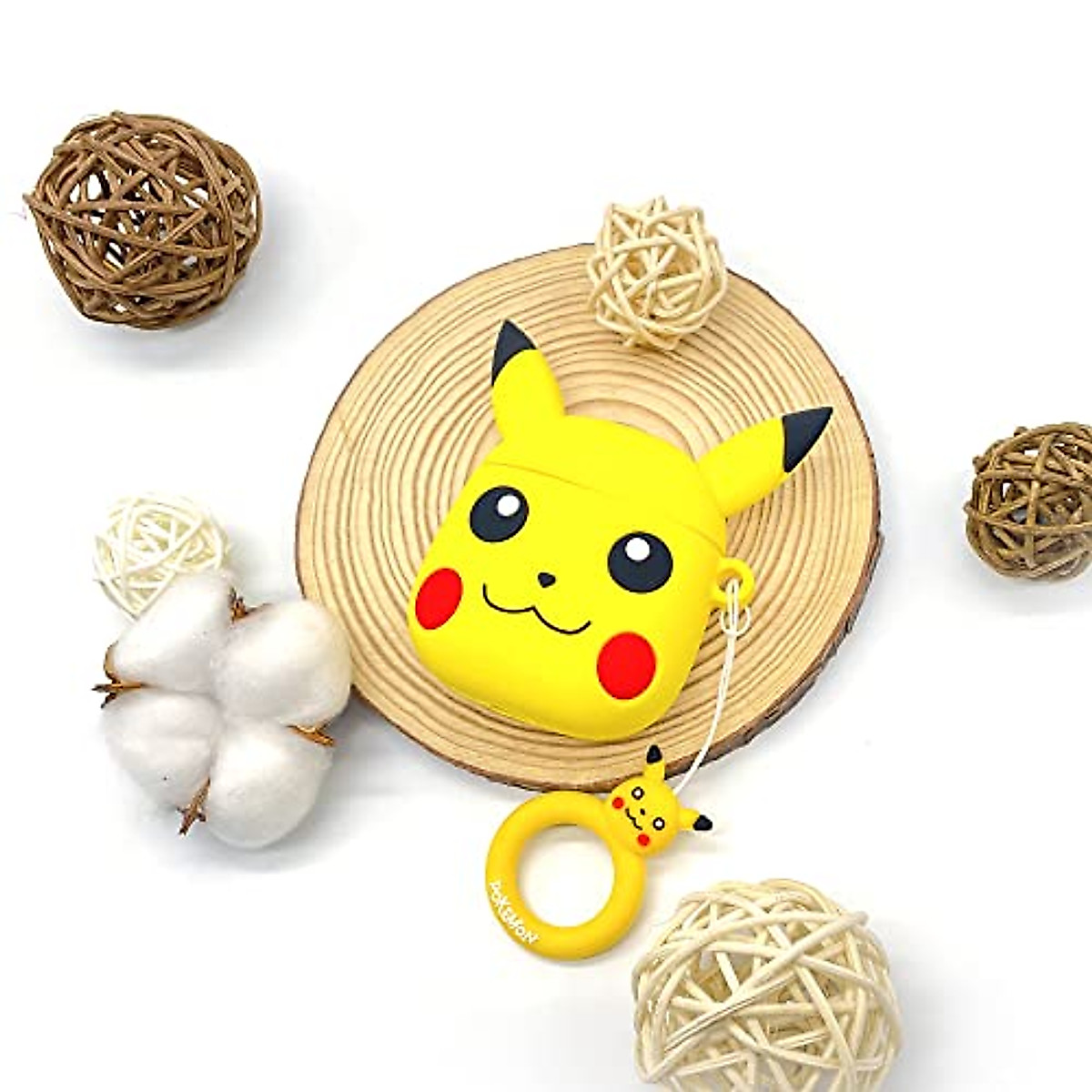 SGCOOG Cute 3D Cartoon Case for AirPods 1/2 (2016/2019 Release) Shockproof Protective Skin Accessories Silicone Cases Cover for AirPods 1&2 (Pika-Yellow-Chu)