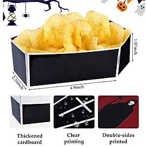 MUNILAIL 24 Pcs Halloween Paper Trays Halloween Nacho Trays Halloween Coffin Food Holder Trays Disposable Serving Trays for Halloween Party Supplies Halloween Food Trays