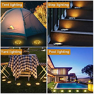 Aogist Solar Ground Lights,8 LED Garden Lights Patio Disk Lights In-Ground Outdoor Landscape Lighting for Lawn Patio Pathway Yard Deck Walkway (Warm White, 8 Pack)