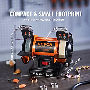 VEVOR Bench Buffer Polisher, Bench Buffer Grinder Polishing & Buffing Machine for Metal/Jewelry/Wood/Jade/Plastic/Silver DIY, with Wool/Abrasive Fiber Wheel/Grinding Wheel,100pcs Tools, 3590RPM