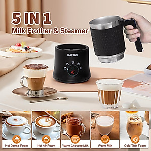 Milk Frother and Steamer - 5 In 1 Milk Frother Electric 11.8oz Automatic Milk Steamer Hot & Cold Foam Maker and Milk Warmer - Dishwasher Safe & Silent Working for Coffee,Latte,Cappuccino,Hot Chocolate