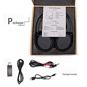 Comfortable Portable Wireless Headphones Hi-fi Stereo Multifunction for TV Over Ear Headset with FM Radio 2.4GHz Transmitter,RCA and 3.5mm Stereo Adapter