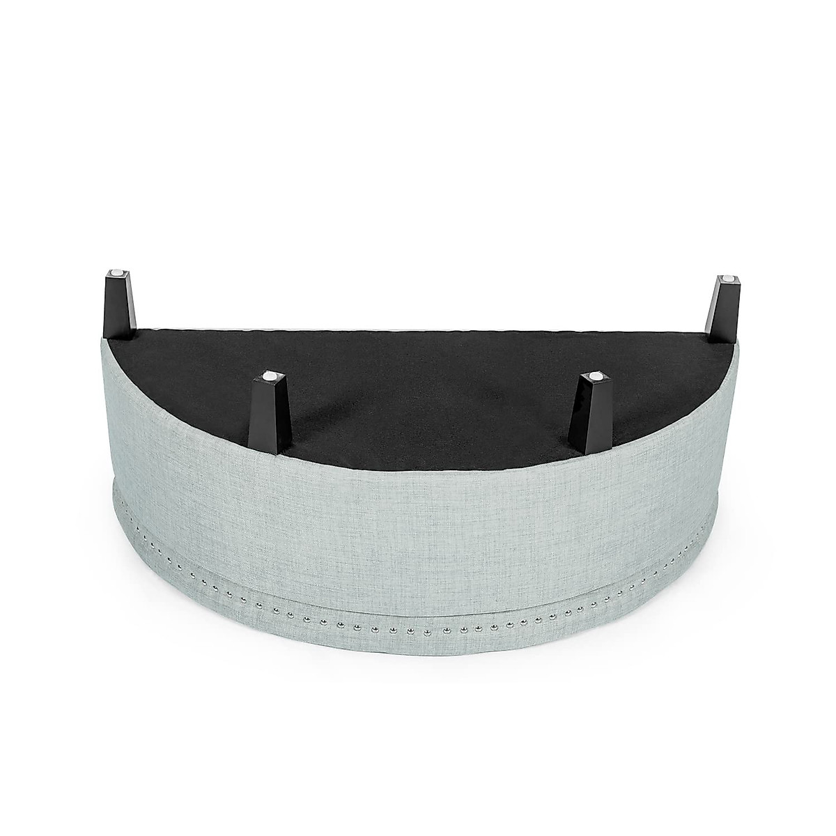 Joveco Storage Bench Half Moon Button Tufted Ottoman with Rivet Storage Room Organizer for Living Room Bedroom Entryway (Light Blue)