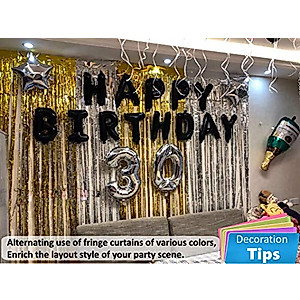 Moohome 3 Pack Silver Foil Fringe Curtain, Fringe Backdrop Curtains for Birthday Wedding Engagement Bridal Shower Bachelorette Party Decorations