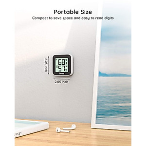 Govee Temperature Humidity Monitor 2-Pack, Indoor Room Thermometer Hygrometer with App Alert, Mini Bluetooth Digital Thermometer Humidity Sensor with Data Storage for Home Greenhouse Cellar