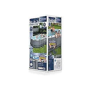 Bestway Power Steel 14' x 8'2" x 39.5" Oval Above Ground Pool Set | Includes 530gal Filter Pump, Ladder, ChemConnect Dispener