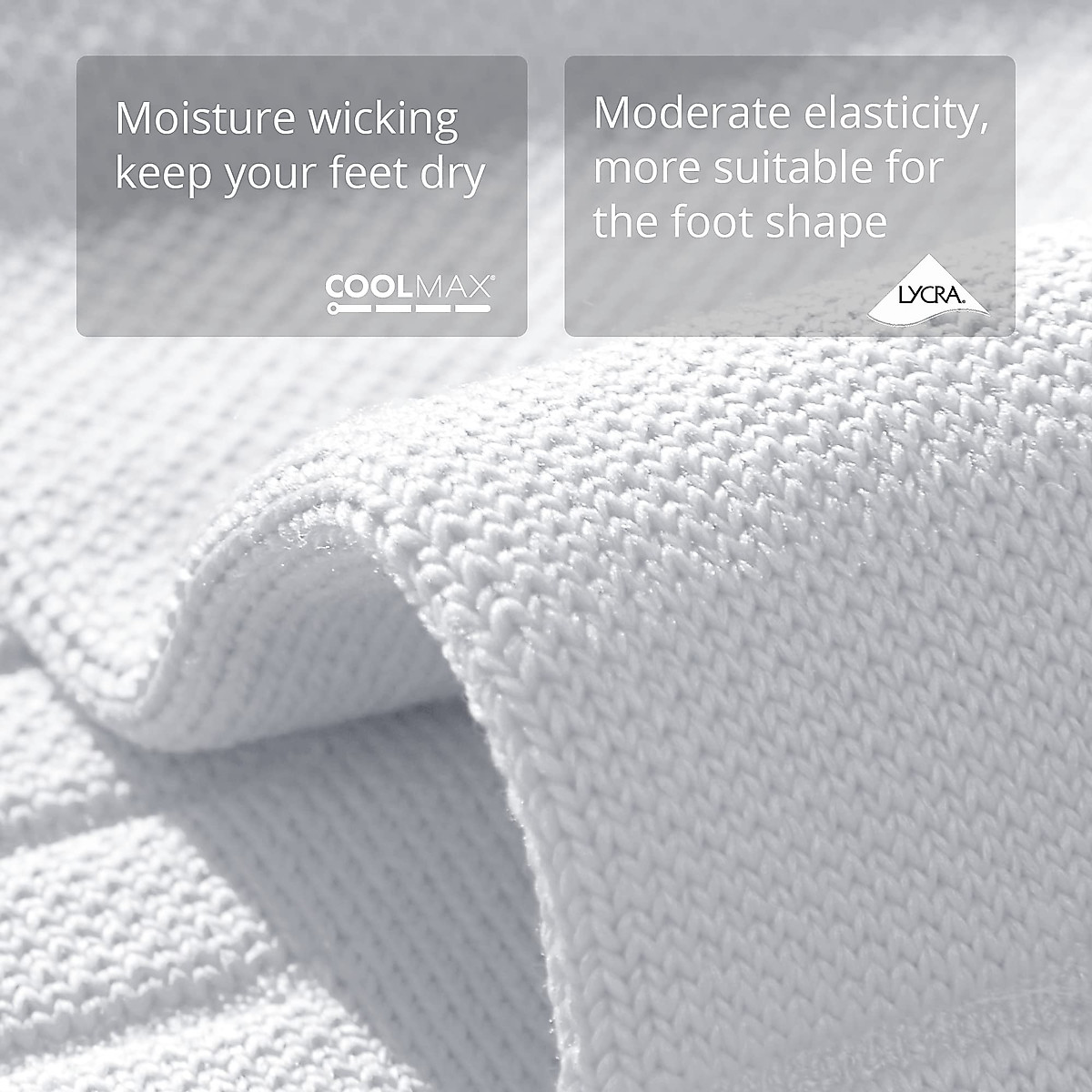 AKASO 2 Pairs Ultralight Running Socks, Crew Coolmax Cotton Athletic Sport Quarter Hiking & Running Socks for Men & Women(White L)