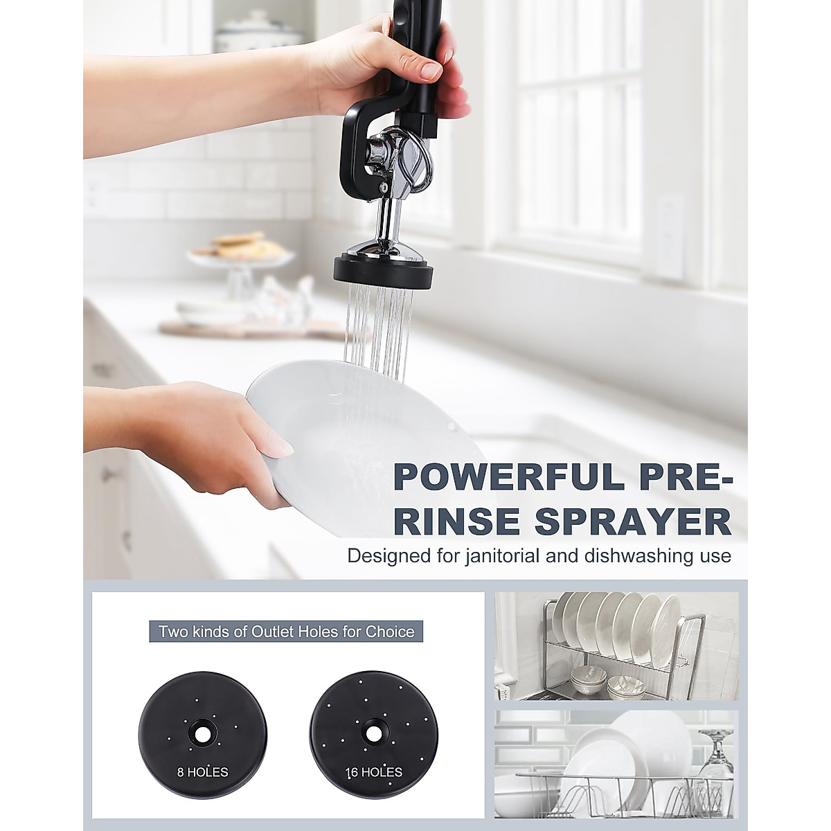 Commercial Kitchen Faucet with Sprayer, Pre-Rinse Wall Mount Kitchen Sink Faucet 25" Height Kitchen Tap with 9.6" Add-on Swing Spout for Restaurant