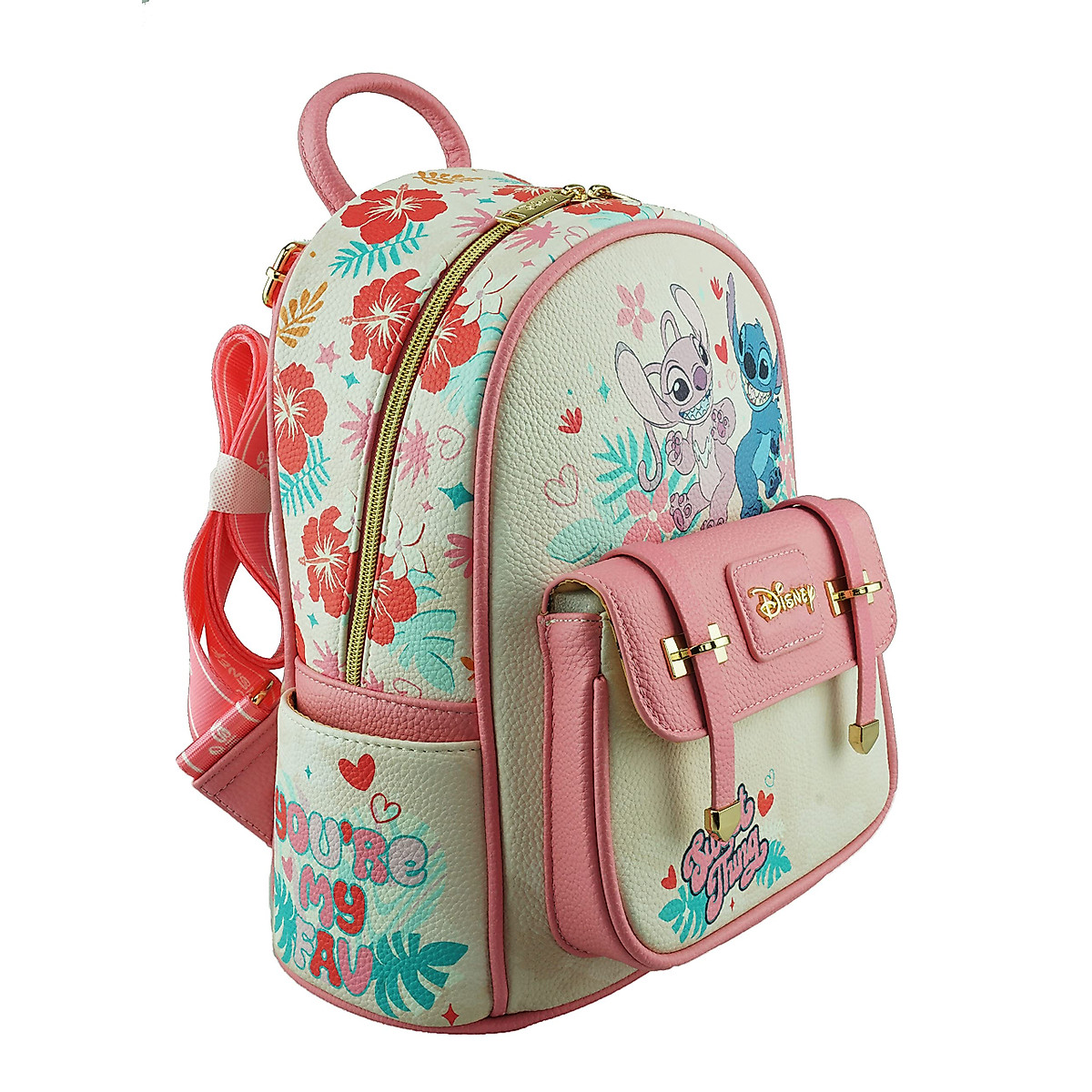 Wondapop Disney Angel and Stitch 11" Vegan Leather Fashion Mini Backpack
