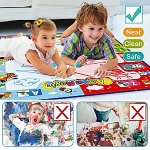 Jasonwell Aqua Water Doodle Mat 31x31 Inches Large Magic Drawing Doodling Mat Coloring Mat Educational Toys Christmas Birthday Gifts for Kids Toddler Boys Girls Age 2 3 4 5 6 7 8 Year Old (Alphabet)