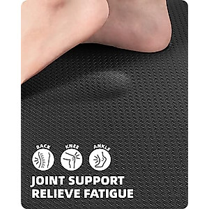 Color G Set 2 Piece Runner Floor Mat, Cushioned Anti Fatigue Mat Non Skid Waterproof Comfort Standing Kitchen Rug, 17"x29"+17"x59", Black