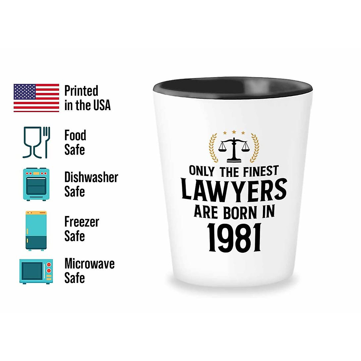 Lawyer Shot Glass 1.5oz - lawyers 1981 - Born in 1981 Vintage Birthday Turning 42 Lawyer Gifts for Women Desk