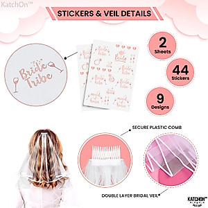 KatchOn, Bride To Be Decorations Kit - Pack of 5 | Bride To Be Sash, Headband, Tattoos, Veil | Bride Sash Bachelorette Party Decorations | Bridal Shower Decorations | Bachelorette Party Accessories