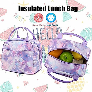 Jumpopack Backpack for Girls School Backpack for Girls Backpack for Elementary Middle School Bag for Kids Bookbag Teen Girls Backpack with Lunch Box (Tie Dye Purple)