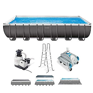 Intex 26363EH Ultra XTR 24ft x 12ft x 52in Frame Above Ground Rectangular Swimming Pool with Pump and Automatic Vacuum Cleaner with a 1.5-Inch Fitting