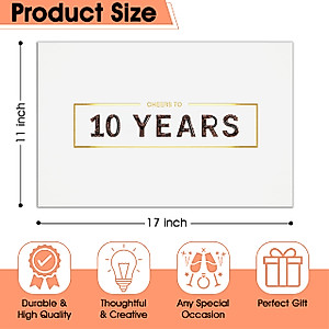 4LittleHeroes 50th Birthday Guest Book Alternative – Premium Card Board Laminated Anniversary Decoration with 3D Gold Foil – Design and Made in Europe 11x17 Inch Cheers to 50 Years [Unframed]