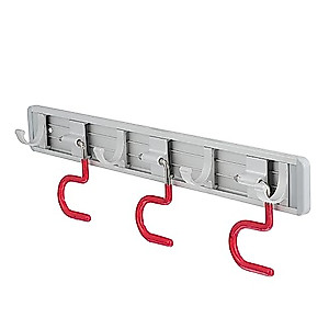 HOOTNEE Broomstick Aluminum Mop Holder Broom Hanging Rack Broom Holder Hooks Adjustable Garage Tool Organizer Wall Mounted Clothes Mount Clothing Rack Key Rail Mop Organizer Aluminum Alloy