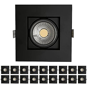 Perlglow 18 Pack 4 inch Gimbal Square Downlight Luminaire, Black Finish, LED Recessed Light Fixtures Dimmable 14W=120W, 1100 Lumens, CRI 90+, IC Rated, ETL Listed, 3CCT Selectable 3000K|4100K|5000K
