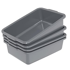 Ziglous 24 L Plastic Bus Box, Commercial Plastic Restaurant Bus Tubs, Gray, 4 Packs