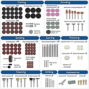 NEU MASTER Rotary Tool Accessories Kit, 381Pcs Accessory Set, Carving Polishing Drilling Kits,1/8"(3.2mm) Diameter Shanks Universal Fitment for Easy Cutting, Sanding, Grinding,Sharpening and Engraving