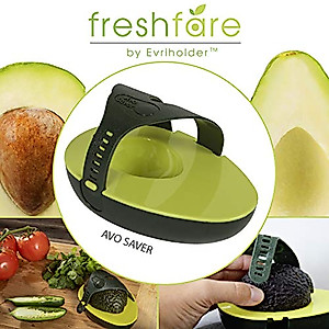 Simply Served Avocado Slicing and Storage Set, 3-in-1 Avocado Slicing Tool, Split, Pit, and Slice Avocados Safely and Effectively, Store Avocados and Reduce Browning, Green