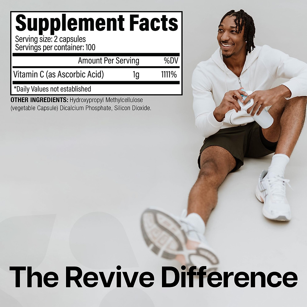 Revive MD Vitamin C Capsules, 1000mg - High-Potency VIT C Ascorbic Acid Dietary Supplement for Immune Support & Antioxidant Health - No Fillers & Non-GMO - 200 Vegetarian Capsules