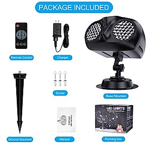 LUOWAN Christmas Snowflake Projector Lights, Waterproof LED Snowfall Spotlight Projector with Remote Control, Upgrade Rotating LED Snowfall Projection Lamp for Halloween Xmas Party Holiday Garden