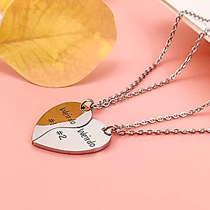 HOFOYA Split Heart Necklace Weirdo 1 Weirdo 2 Best Friends Forever Necklaces BFF Necklace for 2 Friendship Birthday Graduation Valentines Gifts for Sisters Best Friends.
