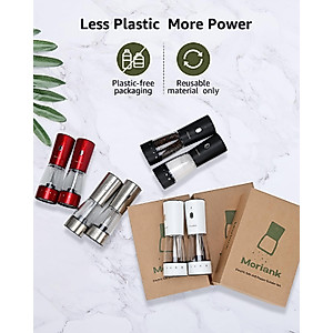 Electric Salt and Pepper Grinder Set, Large Capacity 5.3oz Salt and Pepper Grinder Set with Adjustable Coarseness, Rechargeable Stainless Steel Electric Pepper Grinder with Elegant Storage Base