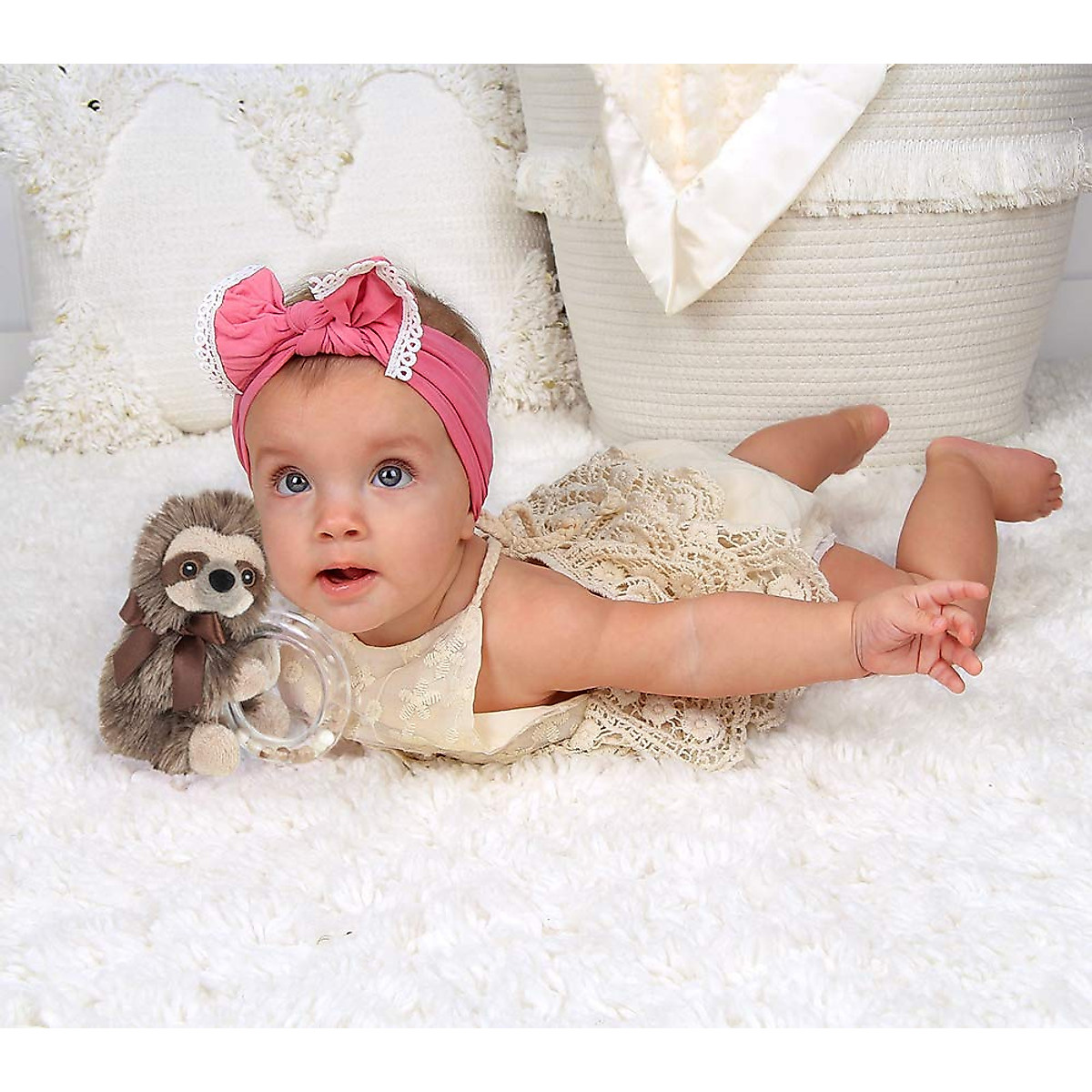 Bearington Baby Lil' Speedy Plush Stuffed Animal Sloth Shaker Rattle Ring Rattle, 5.5 inches