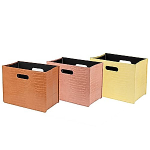 HofferRuffer Magazine Basket Holder, Foldable Magazine Rack, Document File Holder Organizer, File Folder, Newspaper Storage Bin Organizer for Home or Office, Home or Office (Yellow)