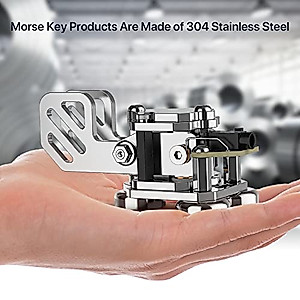 Mini CW Key Automatic Morse - Radio HAM Send Telegram Double Paddle Morse Code Key with Stainless Steel Body Three Neodymium Magnets Base
